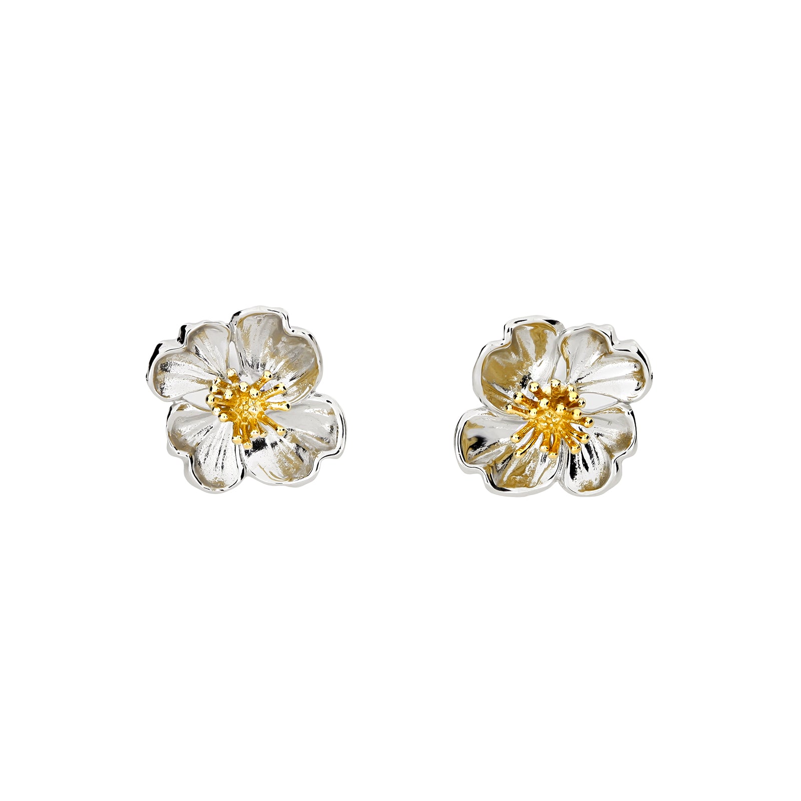 Silver Primrose Earrings with Gold Vermeil February Birthday Flower ...
