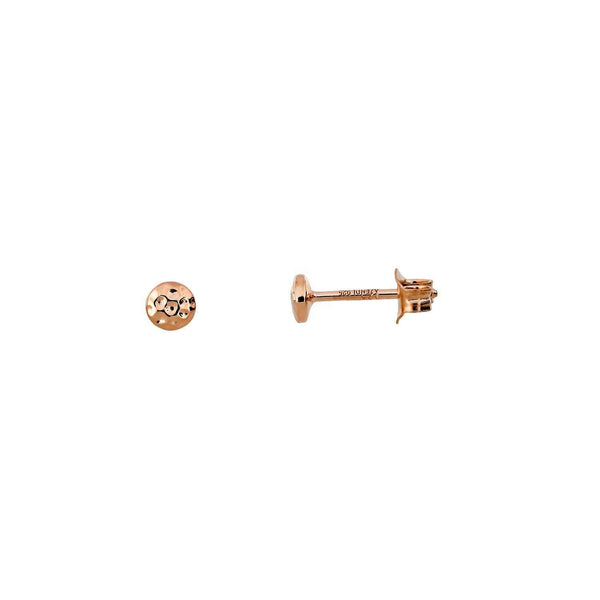Planished Double Curved Button Stud Earrings - Rose Gold Vermeil - Azendi