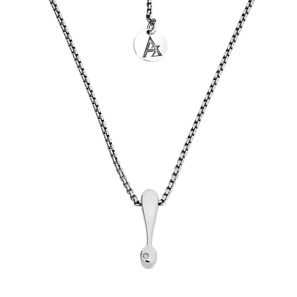 Exclamation Mark Silver Diamond Pendant - Azendi
