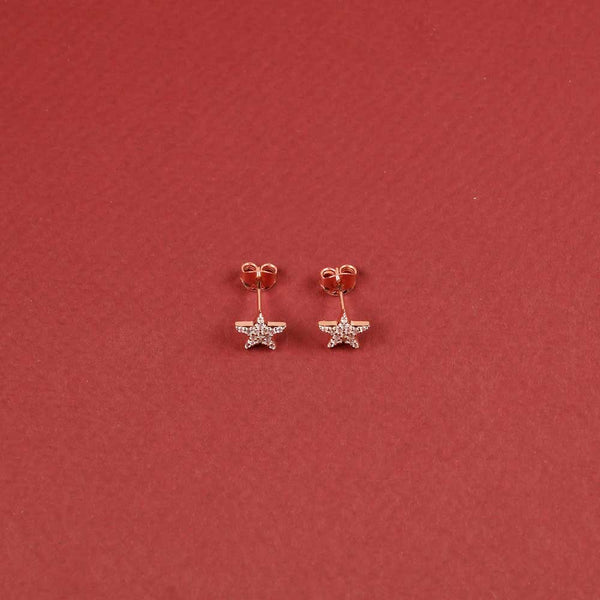 Little Pavé Star Stud Earrings - Rose Gold Vermeil - Azendi