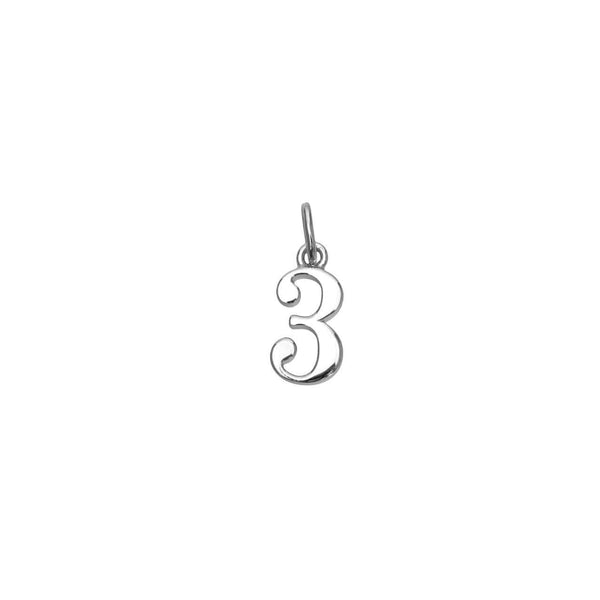 Silver Number 3 Charm - Azendi