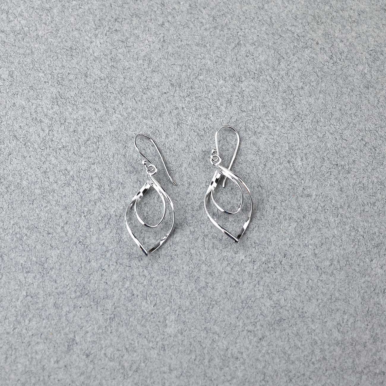 Spiral Loop Drop Earrings - Silver - Azendi